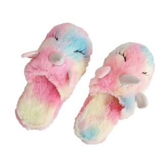 BESPORTBLE OUNONA Pantoufles en Peluche Licorne Chaudes pour Maison Taille L Semelle Antid&eacute;rapante Confort en Coton Doux Pantoufles DInt&eacute;rieur pour Gar&ccedil;on et Fil