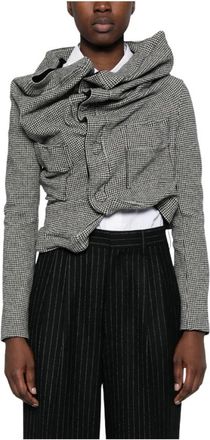 Junya Watanabe Drapierter Hahnentritt-Blazer - - Jackets - Damen - Schwarzk - L