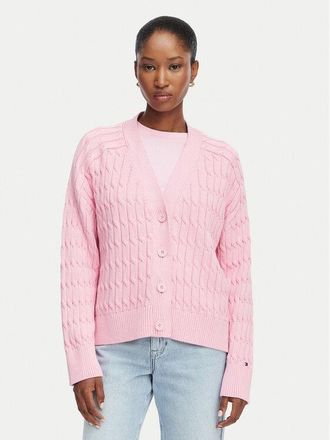 Tommy Hilfiger Strickjacke Mid Gg Cable WW0WW50078 Hellrosa Regular Fit