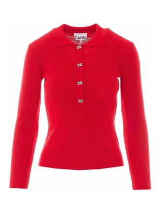 Ganni Poloshirt - Rot
