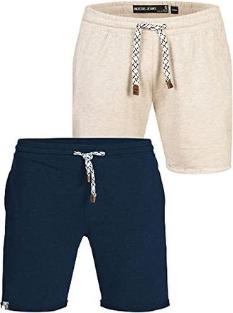 Indicode Hommes 2-Pack Eddy SweatShorts | Lot de 2 Pantalon Courts de surv&ecirc;tement Sand Mix/Navy M
