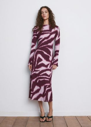 Mango Robe &eacute;vas&eacute;e imprim&eacute; animal lilas - Femme - XS - MANGO
