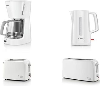 Bosch kabelloser Wasserkocher CompactClass TWK3A011, schnelles Aufheizen, Wasserstandsanzeige beidseitig, &Uuml;berhitzungsschutz, 1,7 L, 2400 W, wei&szlig;