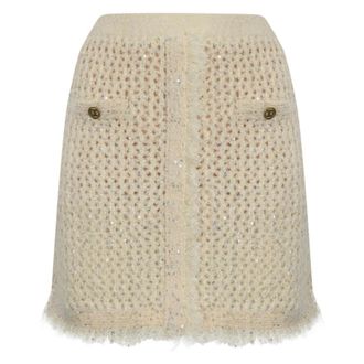 Twinset Jacquard Mesh Wollmischung Rock - - Skirts - Damen - Wei&szlig; - L
