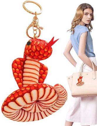 Generic Porte-cl&eacute;s en forme de serpent en peluche, petit serpent | Porte-cl&eacute;s pour petits animaux, animal doux pour sac &agrave; dos, Rouge, Refer to description