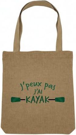 Fabulous Sac Shopping Tote Bag Aspect Lin - JPeux Pas Jai Kayak Sport Nature Rivi&egrave;re - Sac de Courses Toile Epaisse 360g Beige Naturel Cabas Port&eacute; Epaule Solid