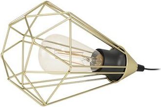 Eglo Tischlampe Tarbes, 1 flammige Tischleuchte, Nachttischlampe aus Metall in Messing-Gebürstet, Wohnzimmerlampe, Lampe mit Schalter, E27 Fassung