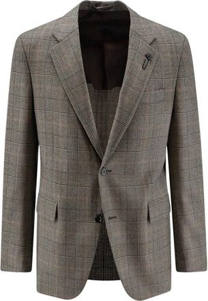 Lardini Prince of Wales Wollblazer - - Jackets - Herren - Braun - XL