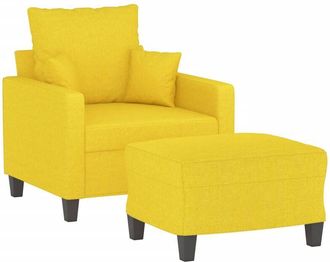 vidaXL Sessel mit Hocker Hellgelb 60 cm Stoff vidaXL