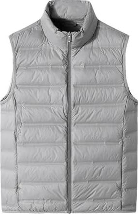 Generic Gilet dhiver sans manches rembourré en duvet de canard blanc pour homme, gris, L
