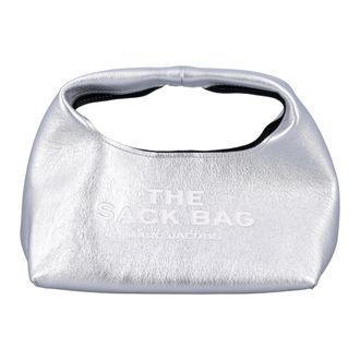 Marc Jacobs Femme, Sacs, Gris, Taille: ONE Size The Mini Sack Bag Metallic Leather
