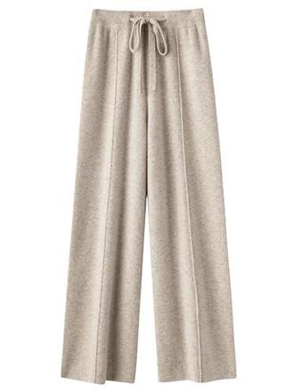 Generic Pantalon de sol en laine cachemire et cachemire taille haute pour femme, beige, XXL Grande longueur