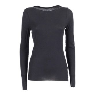 Majestic Filatures Lang&auml;rmeliges T-Shirt mit U-Boot-Ausschnitt - - Knitwear - Herren - Schwarzk - S