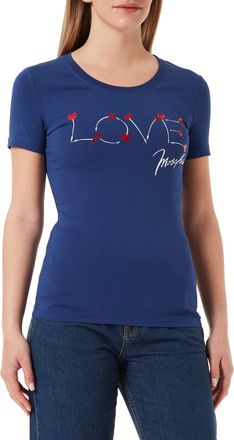 Love Moschino Womens Tight Fitting T-Shirt, Blue, 40