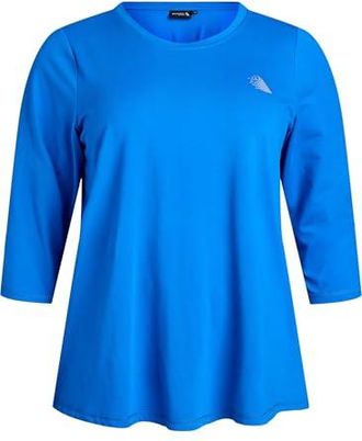 Zizzi Active T-shirt de sport pour femme Grandes tailles - T-shirt de sport - T-shirt dentra&icirc;nement &agrave; manches 3/4 et col rond - D&eacute;contract&eacute;, confortable et 