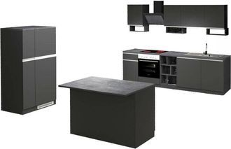 Dmora Dmora - Komplette K&uuml;che Armand, Modulares K&uuml;chenset, Modulare K&uuml;che mit mehreren Elementen, 100 % Made in Italy, Anthrazit und Schiefer