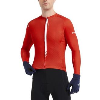 Santic Maillot Cyclisme Homme Manches Longues Vetement Cycliste pour VTT v&eacute;los de Route avec Poche Rouge EU XXXL