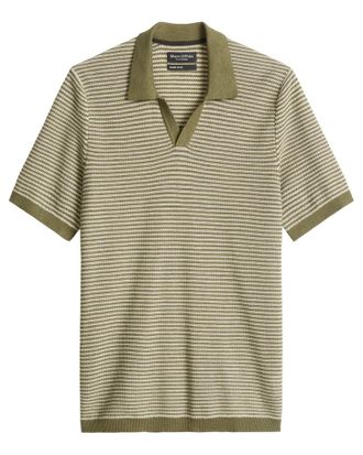 Marc O'Polo Strick-Poloshirts mit Streifenmuster und Variokragen, Relaxed Fit in