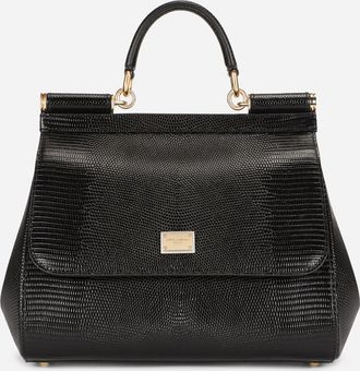 Dolce & Gabbana Henkeltasche Sicily Groß - Frau Handtaschen Schwarz Leder Onesize