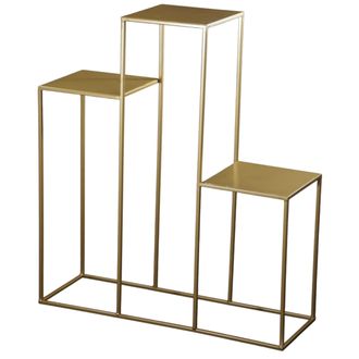 Generic Moderne Pflanzentreppe Gold Metall Blumenst&auml;nder mit 3 Regalen f&uuml;r Fotos Blumen und Dekorationen Industriell Loft (Gold)