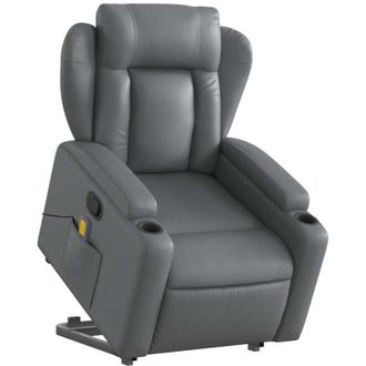 vidaXL Massagesessel mit Aufstehhilfe Grau Kunstleder - Vidaxl