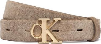 Calvin Klein Dameng&uuml;rtel Ck Buckle 25 Mm Fixed Belt Suede LV04F7079G Beige