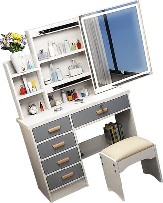 Generic Make-up-Schminktisch, Eleganter Schminktisch mit Spiegel f&uuml;r Schlafzimmer (Linkes Kabinett)