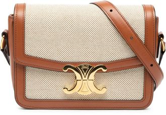 Celine Hobo Bags - Teen Canvas and Calfskin Triomphe Crossbody - Gr. unisize - in Braun - f&uuml;r Damen