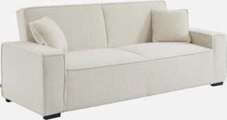 Sweeek Canapé 3 Places Convertible en Tissu Bouclette crème