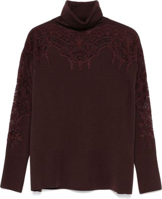 Ermanno Scervino Pullover mit Spitzendetail - Braun