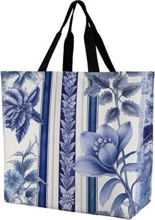 Generic Motifs Bleus Et Floraux Sac &Agrave; Bandouli&egrave;re D&eacute;contract&eacute; Tote Bag Imperm&eacute;able Sac A Main Femme Pour Quotidienne Voyage Travail