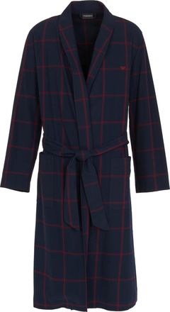 Emporio Armani Herren Tartan Flanel Dressing Gown Morgenmantel, blau, L