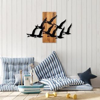 Wallity Elegant Decorative Wooden Wall Accessory, 58 x 84 cm, 100% Wood & Metal, Walnut & Black | Unique Design, Perfect for Home Decor | 3.35 kg