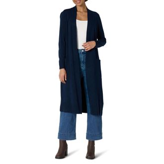 Amazon Essentials Damen Leichter Cardigan in regulärer Passform und Staubmantellänge, Marineblau, XXL