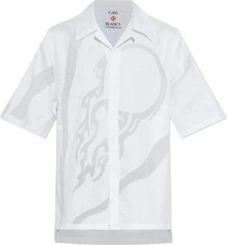 Casablanca Homme, Chemises, Blanc, Taille: XL Art Of The Serve Fil Coupe Short Sleeve Shirt