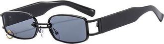 Generic Lunettes De Soleil Carrées En Métal For Hommes, For Femmes, Vacances Plein Air(Black)