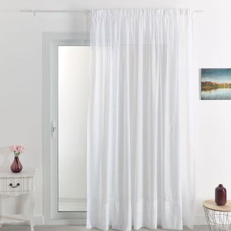 HOME MAISON Voilage Poly-lin brod&eacute; Cornely Blanc 240x240 cm