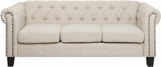 Beliani Beliani - Sofa Beige Polsterbezug 3-Sitzer Chesterfield Stil Klassisch Wohnzimmer