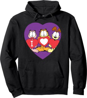 Garfield I Heart Arlene, Garfield, and Odie Valentines Day Pullover Hoodie