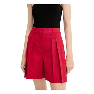 Theory Plissee-Short in gutem Leinen - - Shorts - Damen - Rot - S