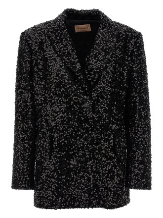 Le Twins blazer orné de sequins à boutonnière croisée - Noir