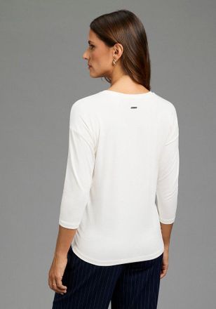 Laura Scott 3/4-Arm-Shirt mit floralem Frontprint und figurumspielende Passform, Rundhalsausschnitt ohne Kragen