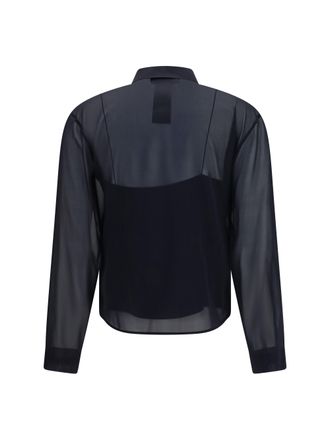 Gucci Womens Stretch Silk Chiffon Shirt Black Silk; Elastane