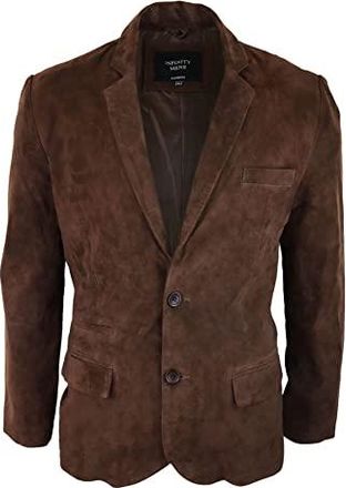 TruClothing Veste en Daim véritable pour Homme de Style Blazer Chic décontracté Classique Vintage - Marron 4XL