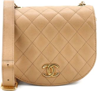 Chanel CC Full Flap Saddle Messenger Quilted Calfskin Mini crossbody bag - Nude