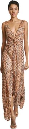 Access Fashion Access Fashion, Femme, Robes, Multicolore, Taille: 42 FR Robe Maxi Imprim&eacute;e Avec D&eacute;tail Torsad&eacute;