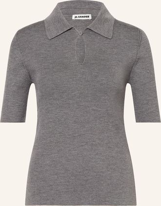 Jil Sander Strick-Poloshirt grau
