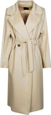 Max Mara Femme, Manteaux, Beige, Taille: 36 FR Manteau Midi en Laine Cr&egrave;me avec Ceinture