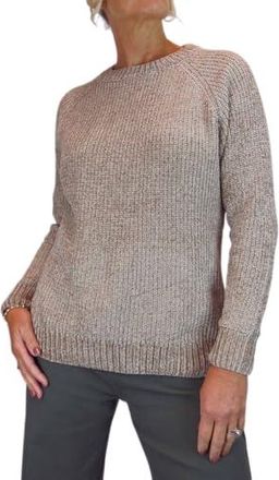 Paulo Due Pull Femme &agrave; Manches Longues Col Rond - Maille Hiver Douce et Extensible, Chaud et Confortable Marr&oacute;n Claro 38-46 (XL/XXL)