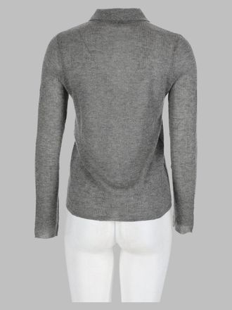 Aspesi Wool Blend Ribbed Knit Polo Sweater - Gray